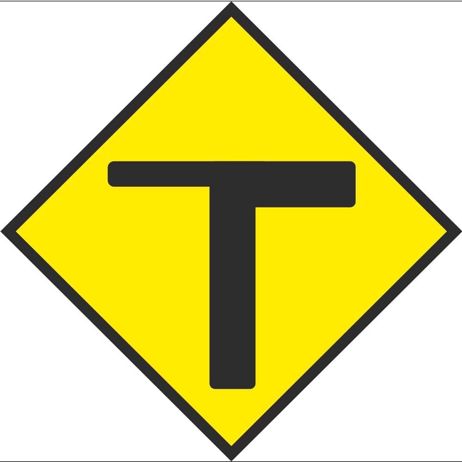 W 003L T Junction (Type 1) Left | Road Warning Signs Ireland
