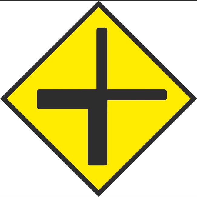W 006R Crossroads At Sharp Corner Right | Road Warning Signs Ireland