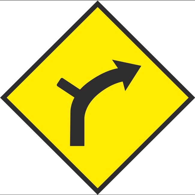 W 009R Side Road On Outside Of Right Bend | Road Warning Signs Ireland