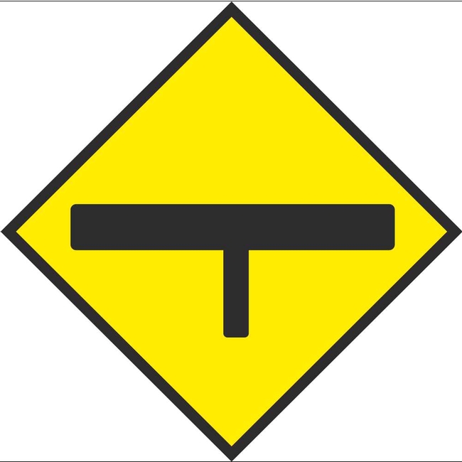 W 016 T Junction Major Road Ahead | Road Warning Signs Ireland