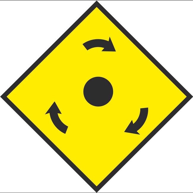 W 044 Mini Roundabout Ahead | Road Warning Signs Ireland | PD Signs