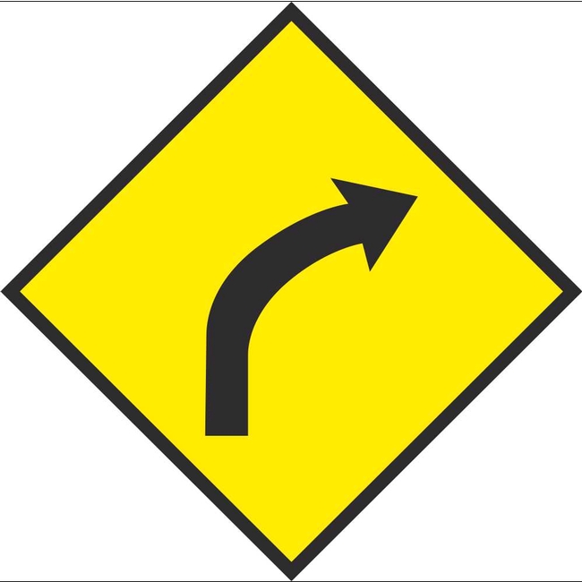 W 051R Sharp Bend Right | Road Warning Signs Ireland | PD Signs