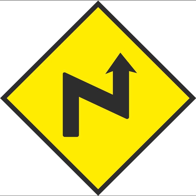 W 052R Series Of Sharp Corners Right | Road Warning Signs Ireland