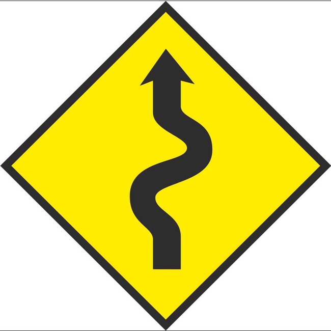W 053L Series Of Sharp Bends Left | Road Warning Signs Ireland