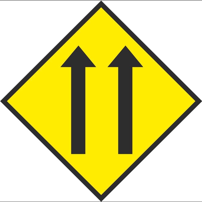 W 102 Two Lane Section | Road Warning Signs Ireland | PD Signs
