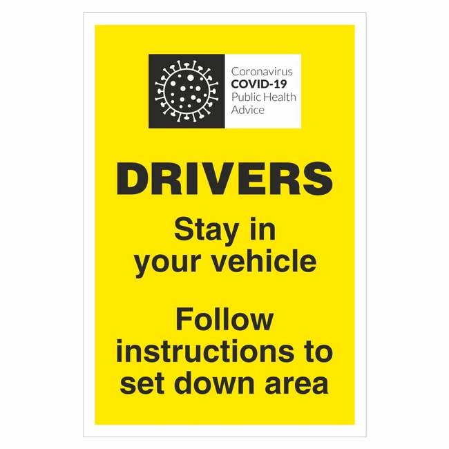 Drivers Stay In Your Vehicle Sign Social Distancing Signage