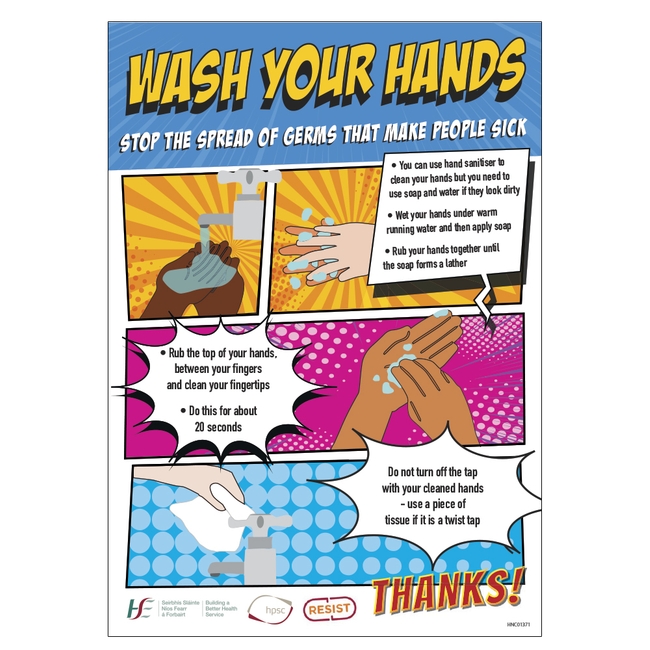 COVID-19 Wash Your Hands Secondary School Sign